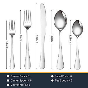 30 Piece Silverware Set Service for 6,Premium Stainless Steel Flatware Set,Mirror Polished Cutlery Utensil Set,Durable Home Kitchen Eating Tableware Set with Forks Spoons and Knives Set Silver