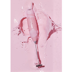 Smooth Operator Pink Handheld Electric Whisk, Milk Frother, Foam Maker for Protein, Coffee & More - Stainless Steel Stand Included
