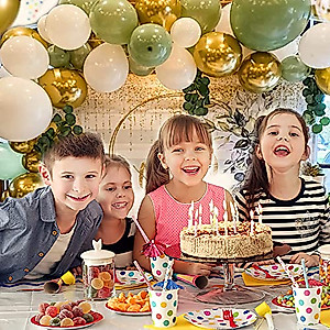 Olive Green Gold White Latex Balloons,52 Pcs Green and Gold Confetti Party Balloons For Birthday Baby Shower Engagement Wedding Anniversary Party Decorations.