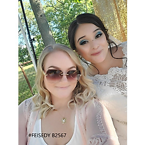 FEISEDY Classic Rimless Sunglasses Women Metal Frame Diamond Cutting Lens Sun Glasses B2567