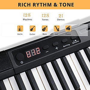 GLARRY 88 Key Digital Piano for Beginner, Semi-Weighted Keys Full-Size Electric Piano Keyboard w/Bluetooth Midi Function, Included Sustain pedal, Music Stand, Headphone, Carrying Bag
