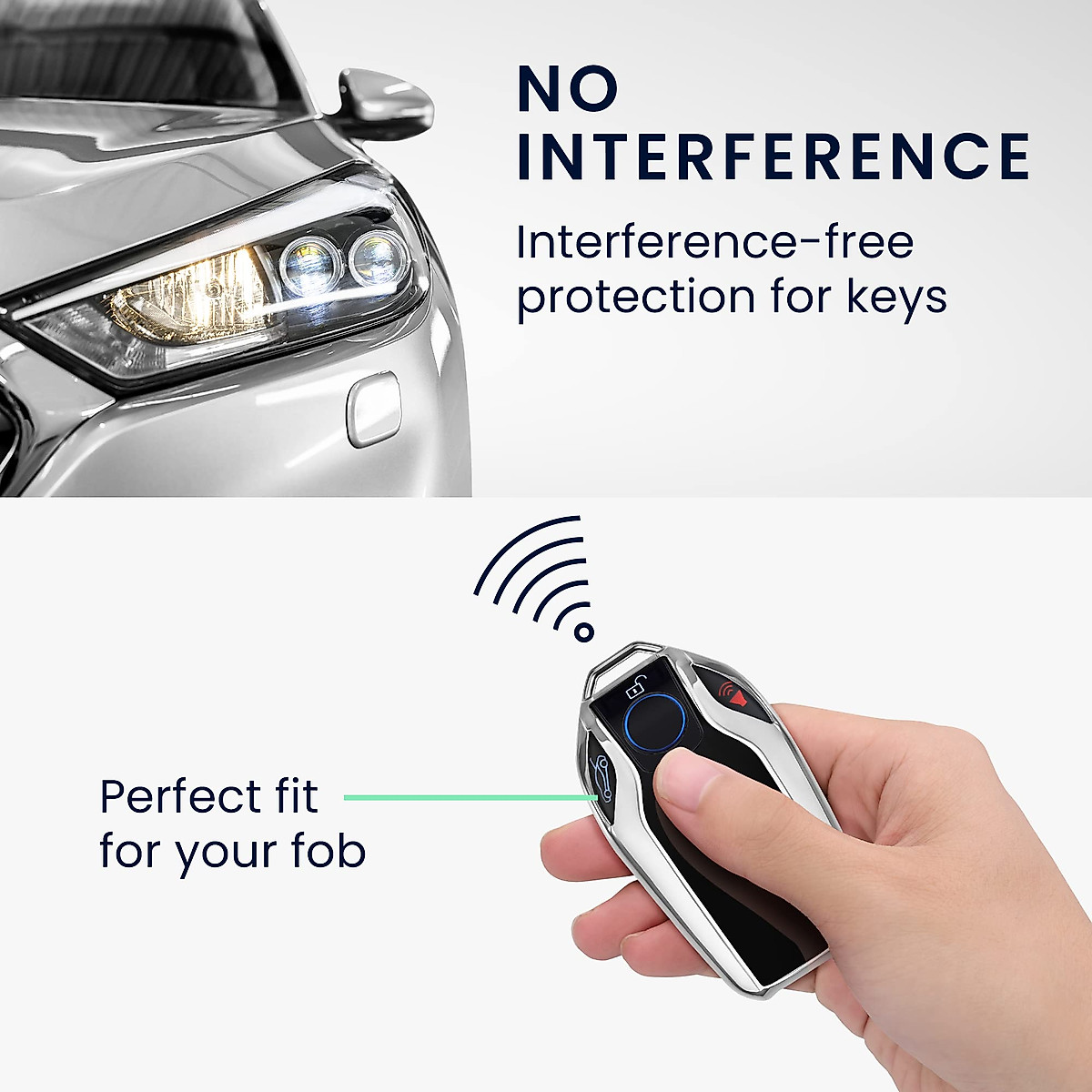 kwmobile Key Cover Compatible with BMW - Silver High Gloss