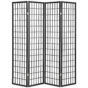 ORE International 4-Panel Shoji Screen Room Divider, Black