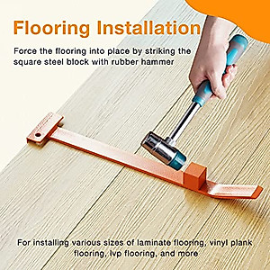 SDSNTE 17’’ Heavy-Duty Solid Steel Pull and Pry Bar Flooring Installation Kit Tools for Vinyl Plank, Laminate Flooring Installation, Orange