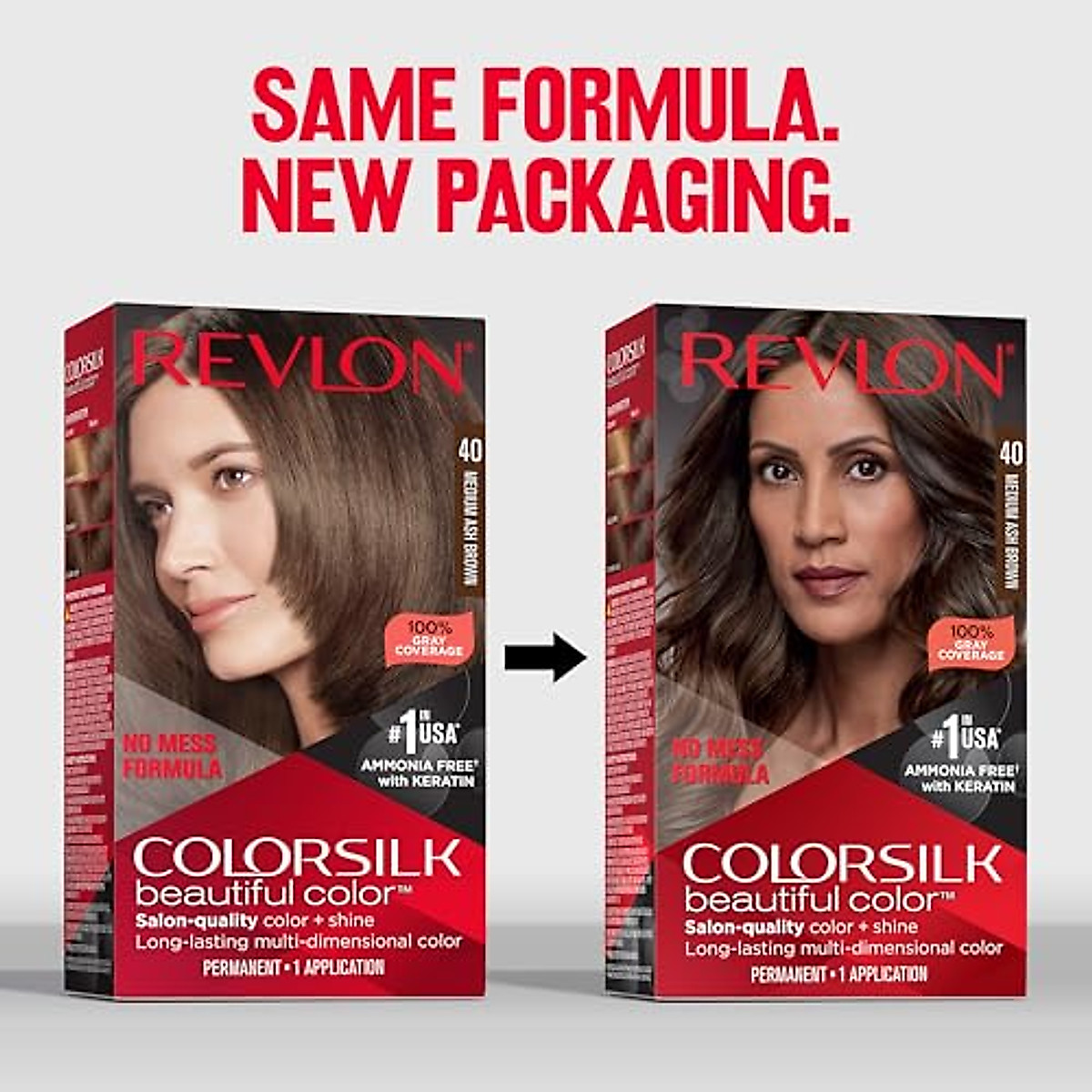 Revlon Permanent Hair Color, Permanent Brown Hair Dye, Colorsilk with 100% Gray Coverage, Ammonia-Free, Keratin and Amino Acids, Brown Shades (Pack of 3)