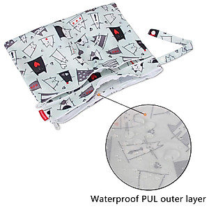 Damero Cloth Diaper Wet Dry Bag with Handle for Swimsuit, Pumping Parts, Wet Clothes and More, Ideal for Travel, Exercise, Daycare, Swimming, Reusable and Water-Resistant (Small,Cats)