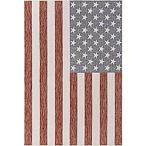 Unique Loom Jill Zarin Outdoor Collection Abstract Novelty Lines Area Rug (6' 0 x 9' 0 Rectangular, Red)