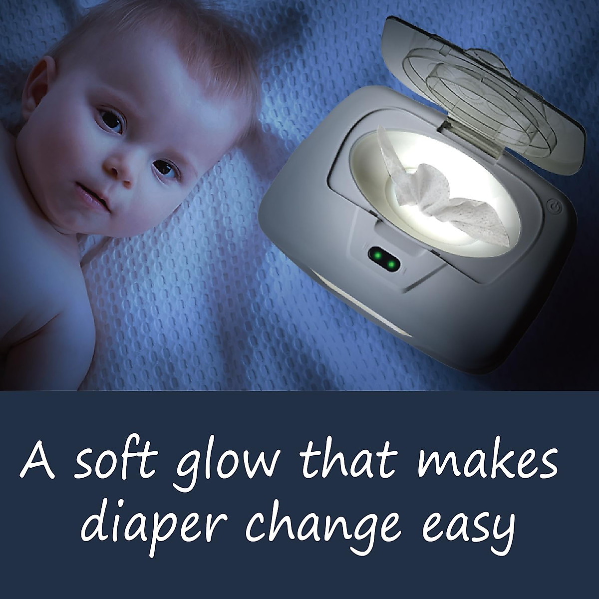 GOGO Pure Baby Wet Wipe Warmer and Wet Wipe Dispenser, Advanced Features - 4 Bright Auto Off LED Ample Lights for Nighttime Changes, Dual Heat for Baby's Comfort, Improved Design and Only at Amazon