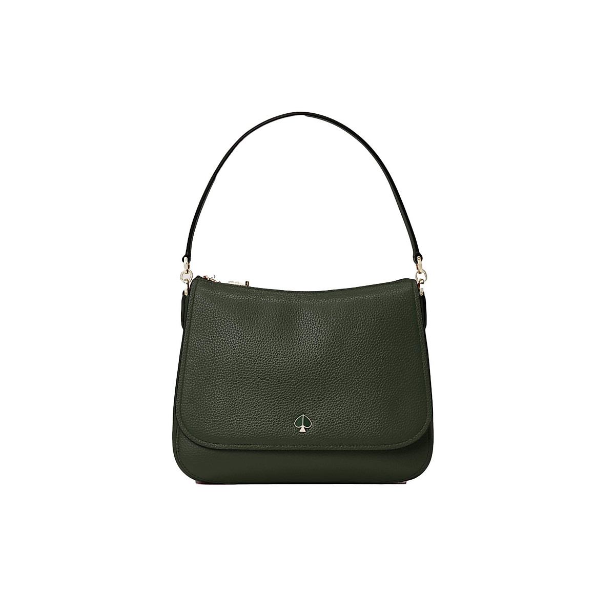 Kate Spade New York Polly Medium Convertible Leather Flap Shoulder Bag in Deep Evergreen