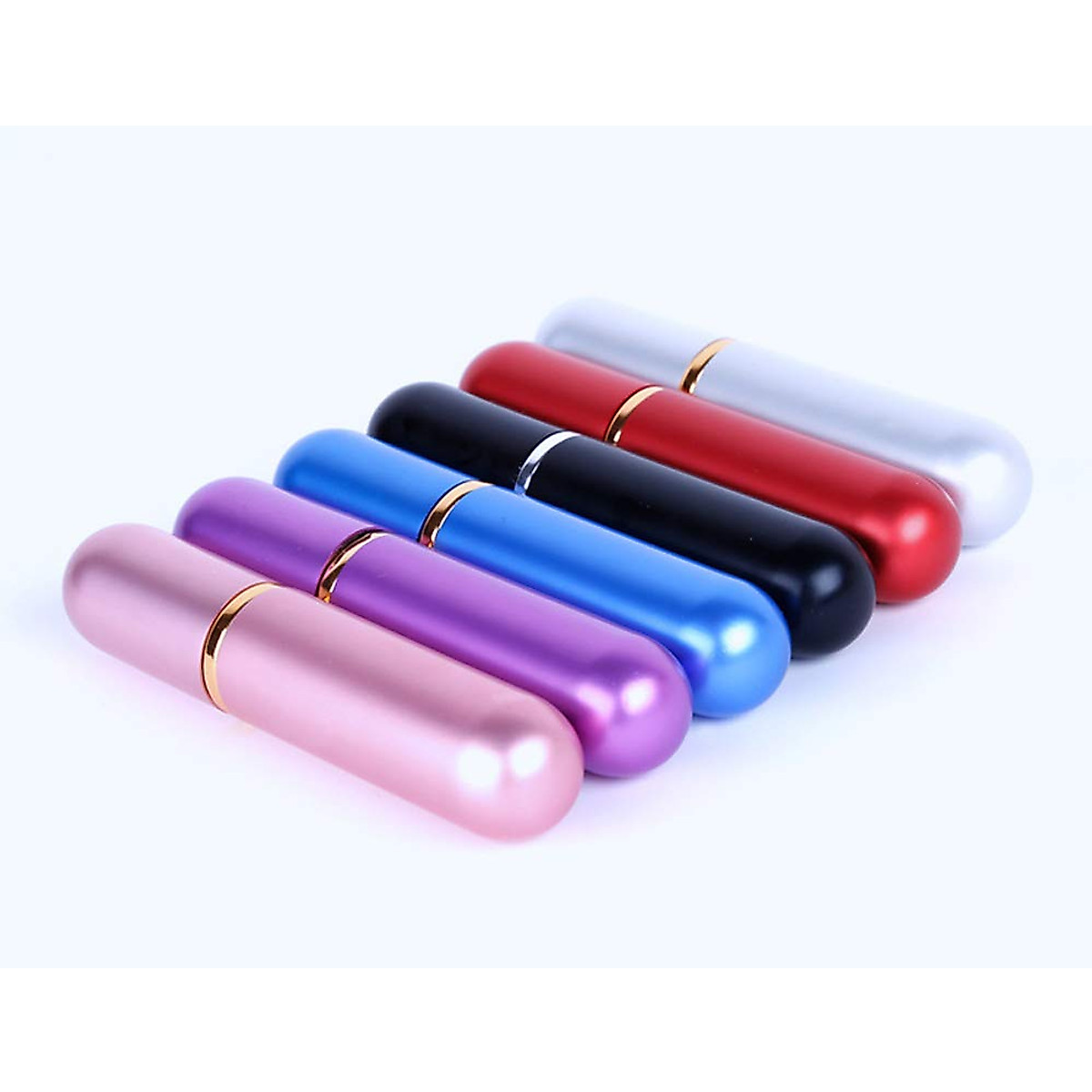 Bekith Set of 8 Colors Empty Essential Oil Personal Inhaler Refillable Aluminum and Glass - Nasal Inhalers Set with 20 Cotton Wicks and 4 Opening Tool