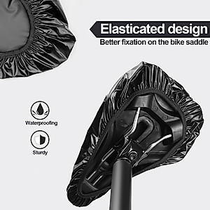 BlingKingdom 3pcs 100% Waterproof Bike Seat Rain Covers, Protection for Bike Seat Water and Dust Resistant Bike Saddle Cover with Elastic, Water Proof and Dust Proof for Indoor and Outdoor - Black
