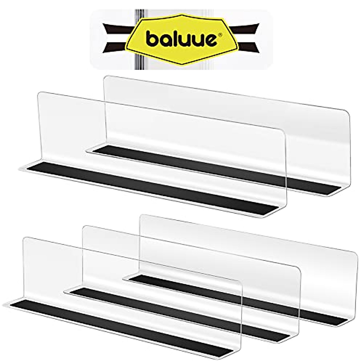Baluue 5Pcs Clear Shelf Dividers Closets Separator Commodity Divider Magnetic Baffle for Bedroom Kitchen Office Supermarket Clapboard Organization