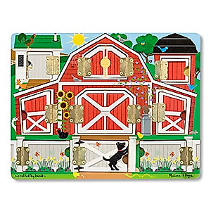Melissa & Doug Hide and Seek Farm Wooden Activity Board With Barnyard Animal Magnets - Wooden Busy Board, Hide And Seek Puzzles, Wooden Magnet Puzzles For Toddlers And Kids Ages 3+