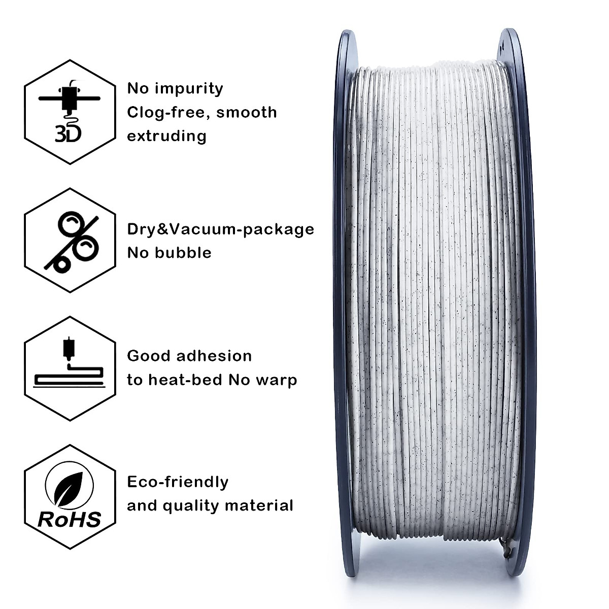 ZIRO PLA Marble Filament 1.75mm,3D Printer Filament PLA 1.75mm Marble Color 1KG(2.2lbs),Marble