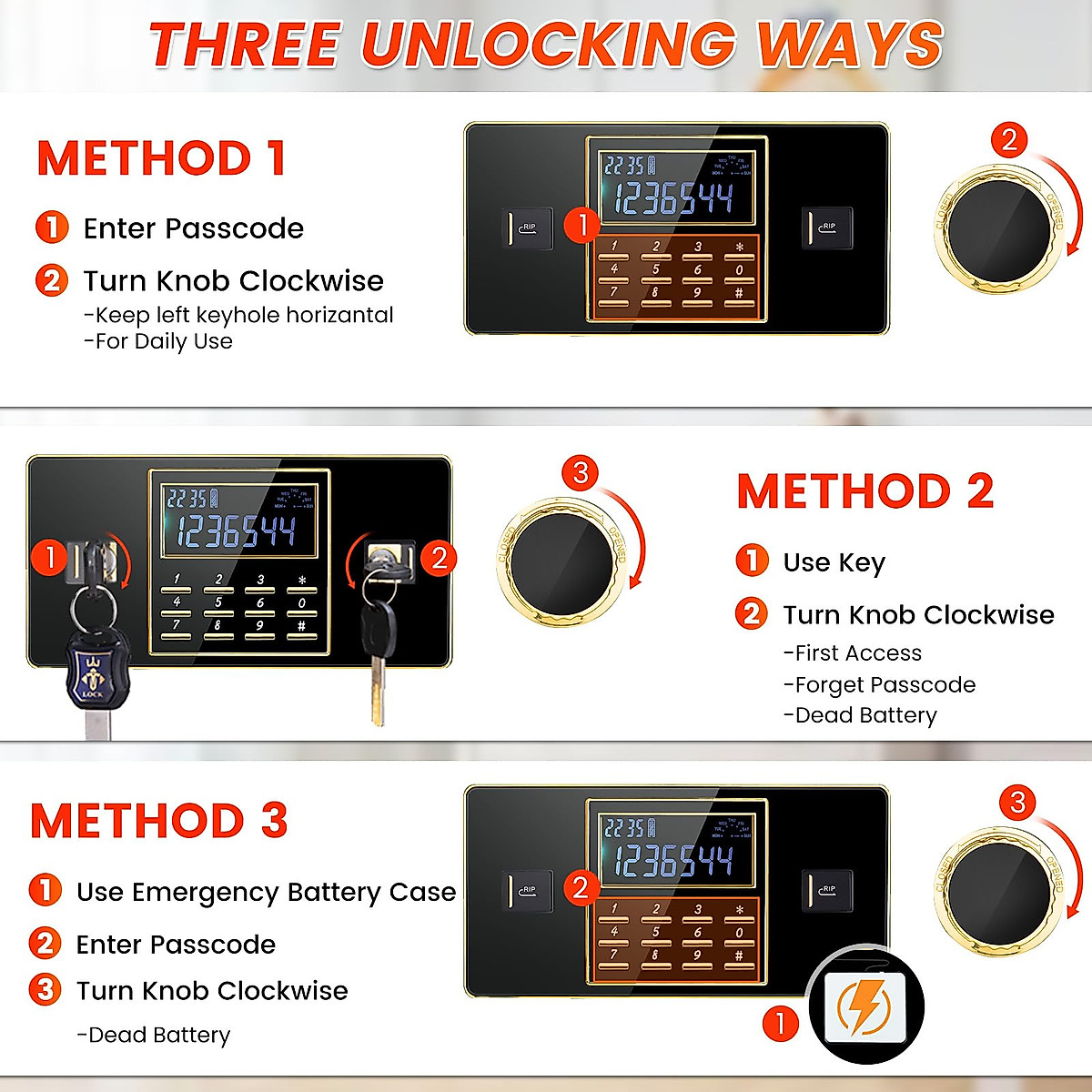 4.0 Cub Large Fireproof Safe for Home Use, Heavy Duty Home Safes Water and Fireproof with Fireproof Bag, Electronic Keypad Keys and Inner Cabinet, Anti-Theft Fire Proof Safe Box for Home Office