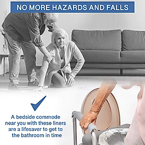 Commode Liners - 100 Strong Portable Toilet Bags - Easy To Use Bedside Commode Liners Disposable - Toilet Liners That Support Dignity of Seniors & Disabled - No More Buckets to Wash - NO Absorbent Pad