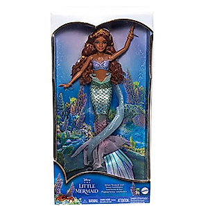 Mattel Disney The Little Mermaid Deluxe Mermaid Ariel Doll with Iridescent Tail, Hair Jewelry Beads, and Doll Stand
