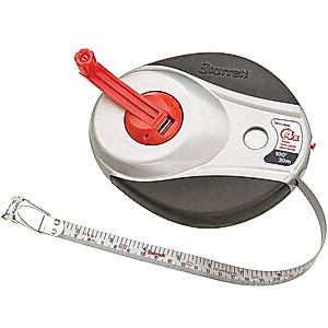 Starrett Exact Plus KTXP511-100ME-N ABS Plastic Silver and Black Case Closed Reel Steel Long Tape, English/Metric Graduation Style, 100' (30m) Length, 0.5" (12.7mm) Width, 0.125" Graduation Interval
