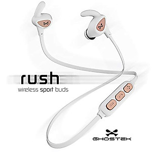 Ghostek Rush Series Wireless Sport Earbud Headphones for Women Girls – White/Rose | Comfortable Earbuds Perfect for Sports, Running, Jogging, Working Out
