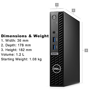 Dell OptiPlex 7000 7010 MFF 1.2L Micro Form Factor Business Desktop Computer, Intel Hexa-Core i5-12500T (Beat i7-11700T), 64GB DDR4 RAM, 2TB PCIe SSD, WiFi 6, Bluetooth, Windows 11 Pro