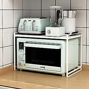 ideaglass Microwave Oven Stand, Toaster Rack, Spice Organizer Shelf for Kitchen Bathroom Storage, Large Metal Plate Milky White