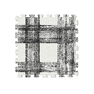 FloorPops FPF3751 Sawyer Plaid Interlocking Floor Tiles, Black