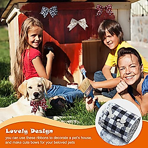 3 Rolls 19.5 Yards Paw Print Ribbon Dog Bone Ribbon Dog Paw Wrapping Ribbon Paw Print Wired Edge Ribbon Decorative Wrapping Ribbons for DIY Wrapping Craft（Beige, Red Black Plaid, White Black Plaid）