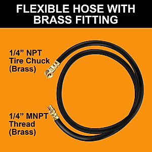 Air Tank Repair Kit, SUNROAD Air Tank valve Kit with gauge, Come with 2" Pressure Gauge 1/8"NPT, 4 Ft Air Hose 1/4"NPT Connect and Aluminum Knob Air Tank Manifold 1/2" NPT to Portable Air Tank