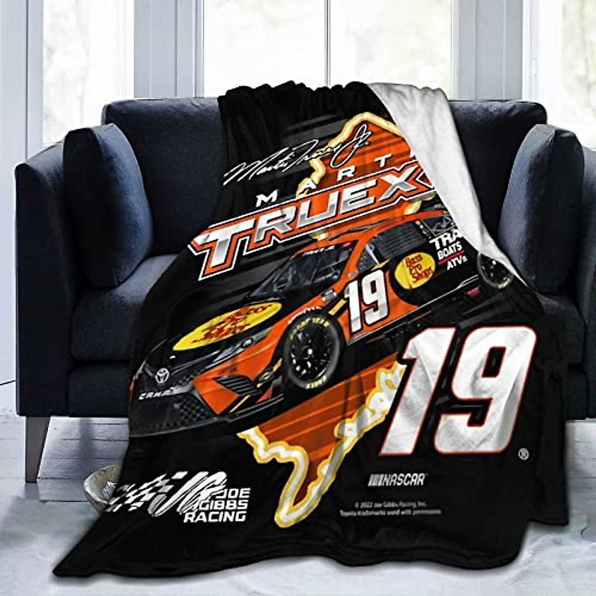 Martin Truex Jr 19 All Season Fleece Blanket Throw Ultra Soft Flannel Blanket Digital Printed Premium Fluffy Microfiber Fleece