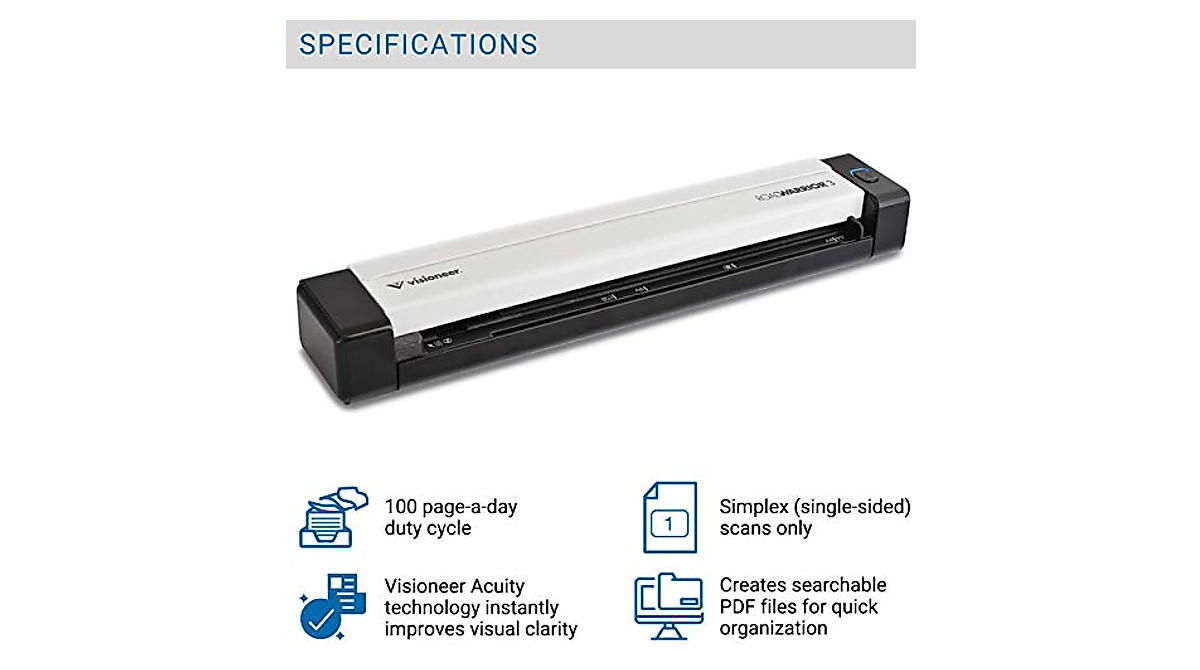 Visioneer RoadWarrior 3 Mobile Document Scanner - Fast & Portable