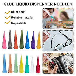 GORGECRAFT 14 Colors 112PCS Plastic Tapered Glue Liquid Dispenser Pinhead Blunt End Needle Tip Dispensing Fill Needles Dispensing Tips for Refilling Glue Fluid Precisely