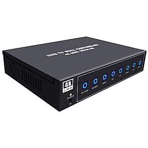 ISEEVY 4K60 UHD Video Wall Controller 2x2 1x2 2x1 1x3 3x1 1x4 4x1 TV Wall Controller for 4 TV Splicing Display Support 3840x2160@60Hz Inputs and Rotate 90 Degree for Portrait Mode Screens