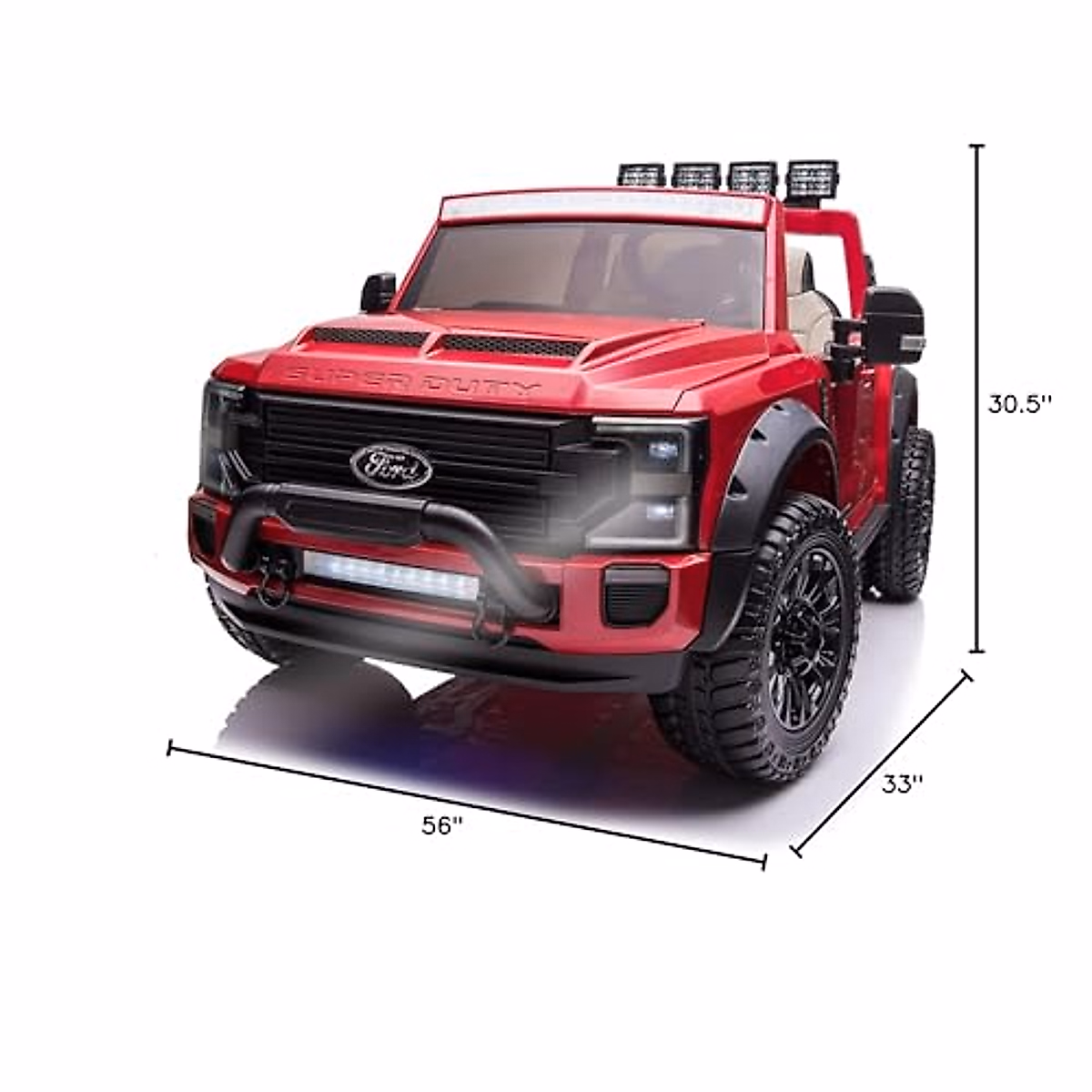 2024 Ford F450 Two (2) Seater 24V Ride On Kids Car Truck w/Remote | Large 24V Battery Licensed Kid Car to Drive 3 Speeds, Leather Seat, MP3 Music by Bluetooth, FM Radio, Rubber Tires