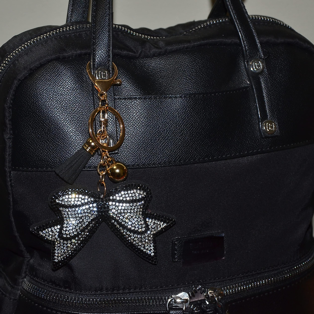 Popfizzy Cheer Bow Keychain, Bling Backpack Key Chain for Cheerleaders, Rhinestone Cheerleading Purse Charms