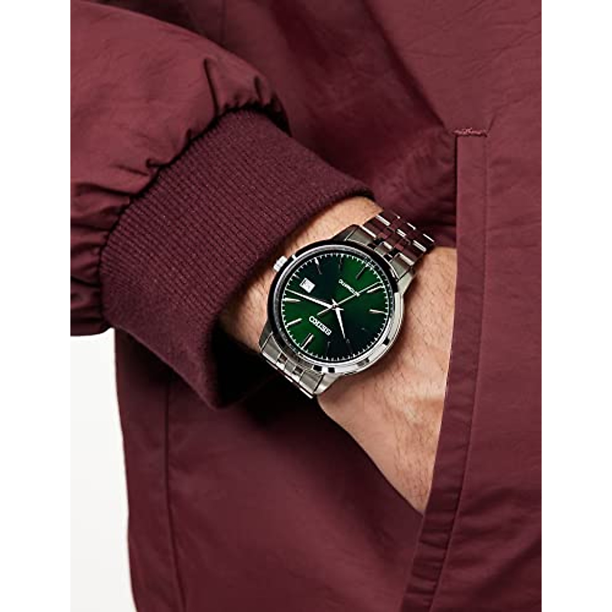 SEIKO Men's Analog Automatic Watch with Stainless Steel Strap SRPH89K1, Green