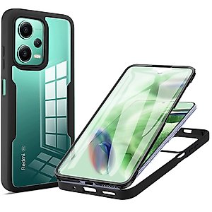 CCSamll for Xiaomi Redmi Note 12 5G Clear Case with Screen Protector, Slim Shockproof Soft TPU Bumper Full Body Protection Phone Cover Case for Xiaomi Redmi Note 12 5G/ Poco X5 QC Black