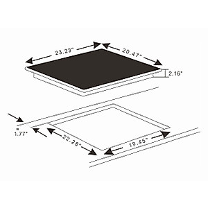 K&H 4 Burner 24 Inch Built-in Induction Electric Stove Top Ceramic Cooktop Touch Control 240V 6000W IN24-6004
