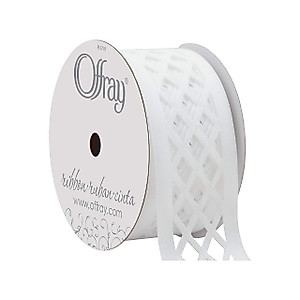 Offray Lattice Craft Ribbon, 1 1/2-Inch x 9-Feet, White