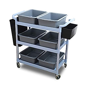 4-Pack Commercial Bus Tubs 8L, Grey Plastic Bus Box/Tote, Bus Wash Dish Basin Pans