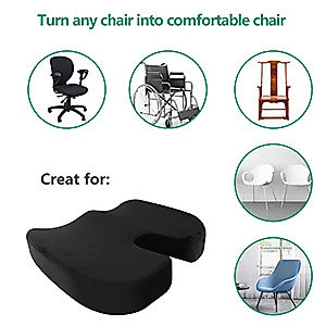 AROVAXCXP Seat Cushion for Office Chair Car Memory Foam Hip Cushions Comfort Butt Pad for Relief Pressure in Office and Driving Ergonomic Cushion for Wheelchair Travel Airplane and Firm Sitting Black