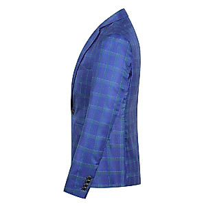 Boyland Men's Casual Suit Blazer Jackets Lightweight One Button Sport Coats Plaid Blazer Blue