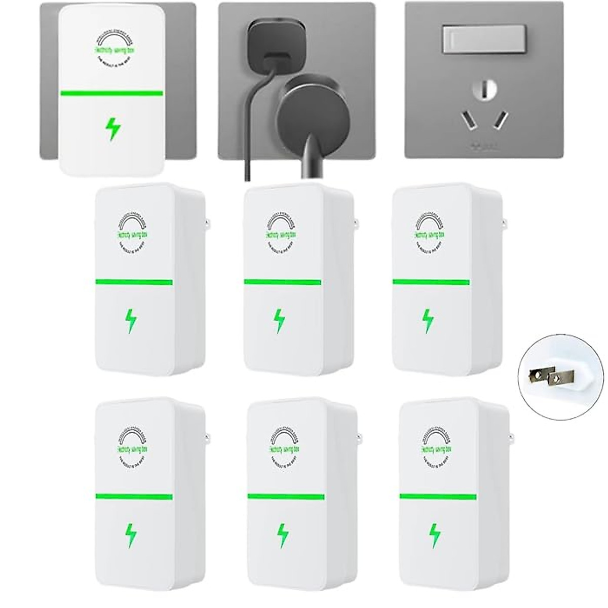 6 Packs Pro Power Saver, Home Stop-Watt Energy Saving Device, Magic Power Saver Electricity Saving Box, High Efficiency Household Stable Voltage Device US Plug