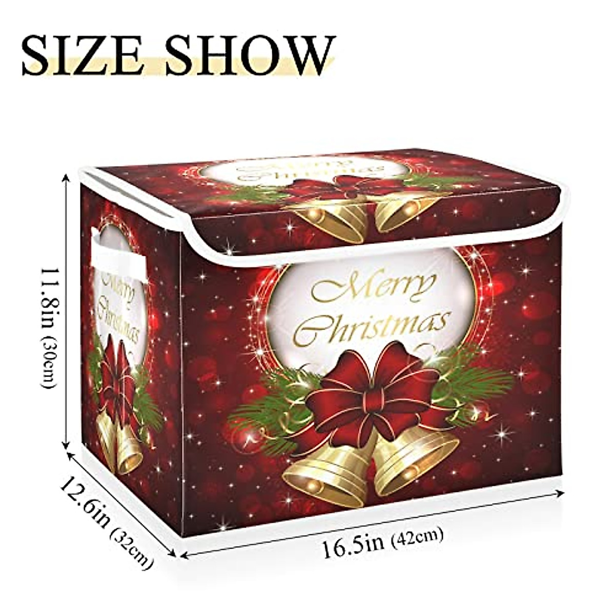 xigua Merry Christmas Storage Bins with Lids Foldable Large Cube Storage Boxes with Handles for Home Bedroom Closet Office (16.5x12.6x11.8 in)#46