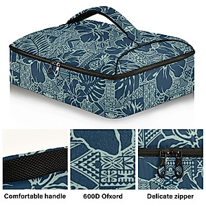 NFMILI Hawaiian Tribal Casserole Carrier for Hot and Cold, Insulated Food Delivery Bag Reusable Warmer Carrier Bag with Inner Pocket Aesthetic Print 15.75×11.81×3.94 inch