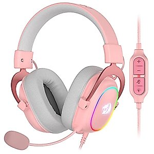 Redragon H510 Zeus-X RGB Pink Wired Gaming Headset - 7.1 Surround Sound - 53MM Audio Drivers in Memory Foam Ear Pads w/Durable Fabric Cover- Multi Platforms Headphone - USB Powered for PC/PS4/NS