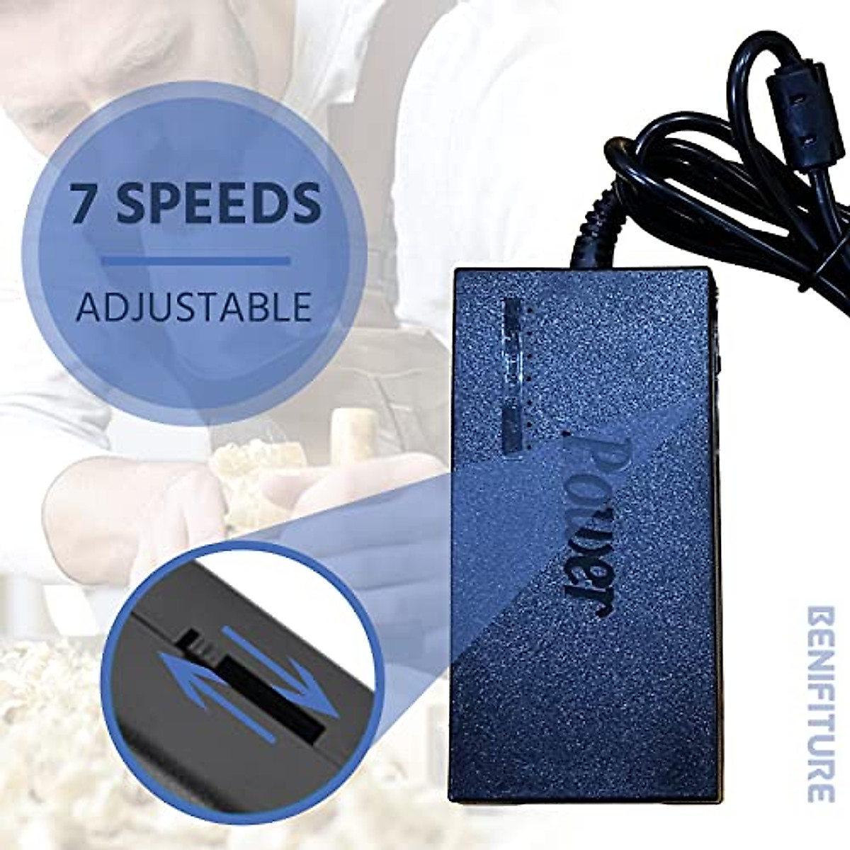 Benifiture Mini Belt Sander with 15PCS Abrasive Belts, 7-Speed Adjustable Electric Knife Apex Edge Sharpener, Micro Bench Polisher Kits, with Polishing Wheel & Wax, DIY Woodworking Metal Knife Plastic