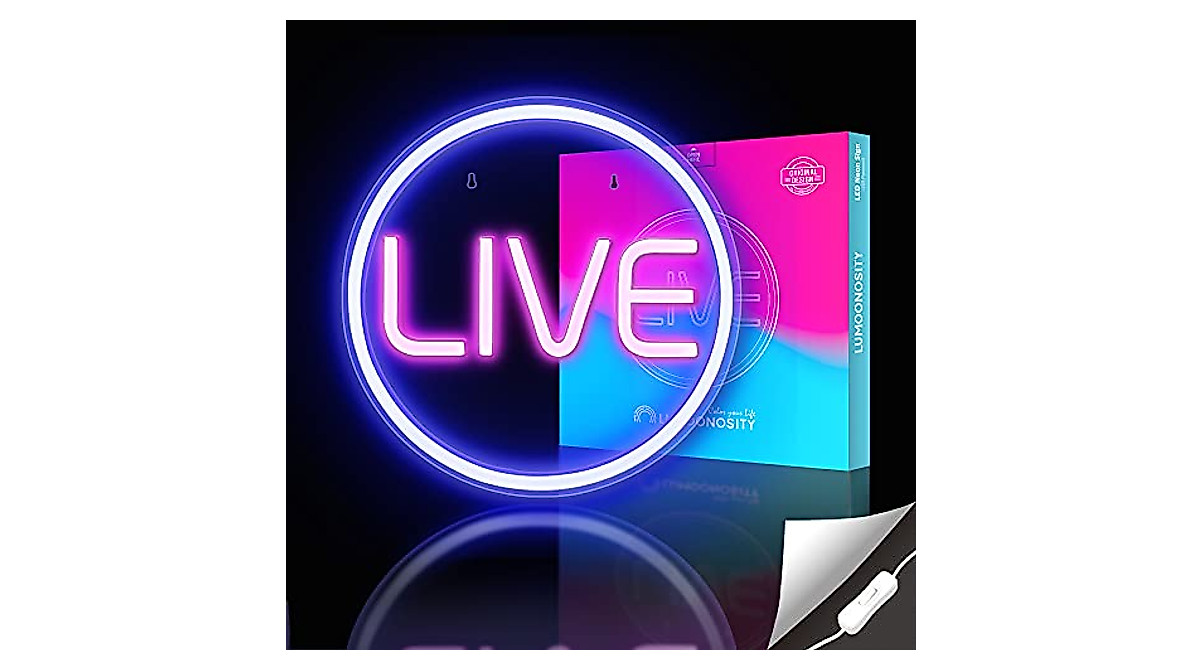 Lumoonosity LIVE Neon Sign for Streamers & Gamers - Bright LED Light