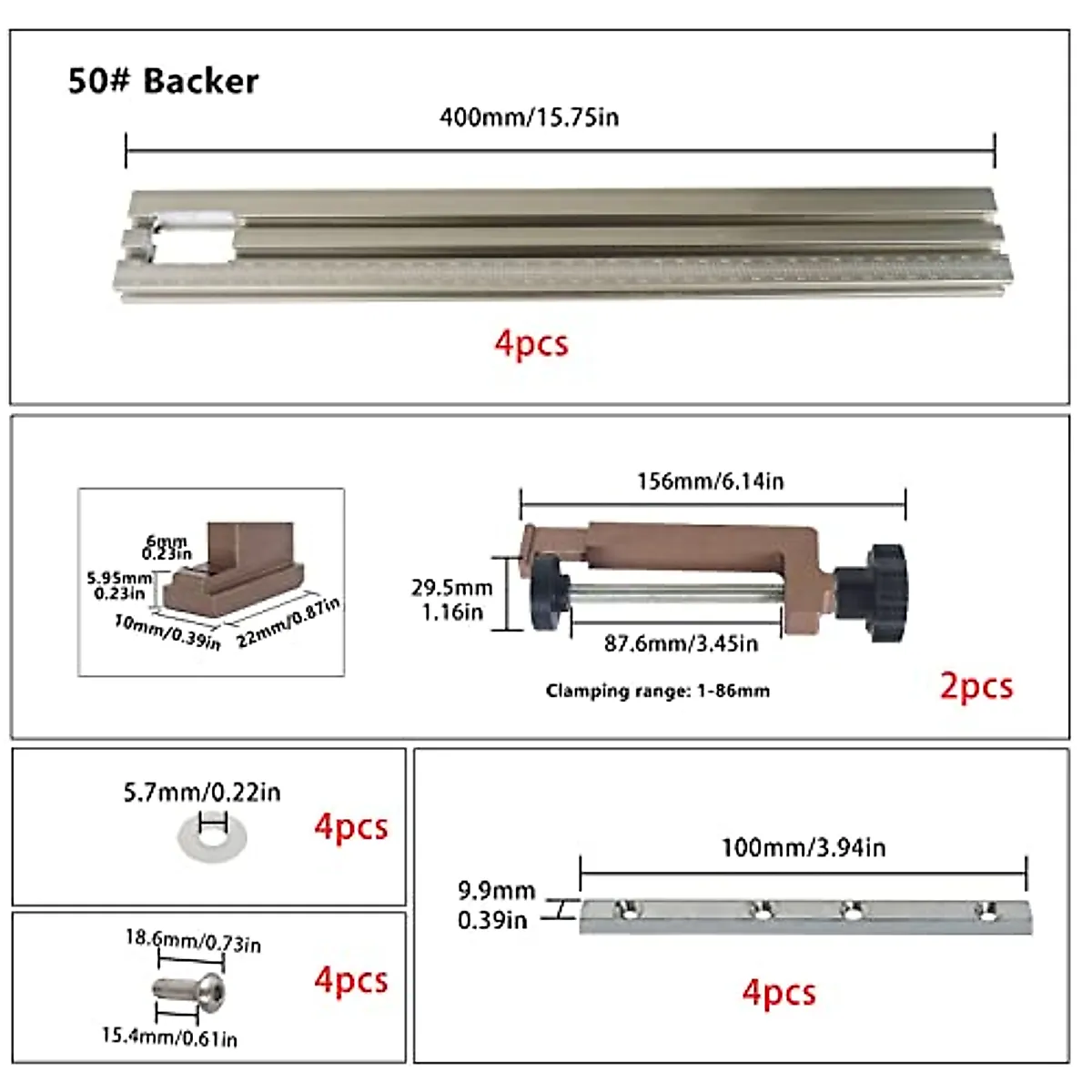 CDIYTOOL Adjustable Backing Auxiliary Guide Rail Milling Groove Engraving Guide Rail Woodworking Edger 50# Backer, Universal Track Saw Guide with Fence Clamp G-Clamp Bracket DIY Woodworking Tools