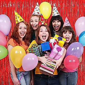 Red Streamers Foil Fringe Curtain 3.3 x 8.3ft Party Streamers 2Pack Metallic Streamer Curtains Mermaid Birthday Themed Party Decorations Tinsel Curtain for Parties Streamers for Wedding Xmas Decor