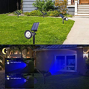 Clordeal Solar Spotlights Outdoor Waterproof Adjustable Solar Garden Landscape Spot Light, 4 LEDs 2-in-1 Auto On/Off Solar Inground Lights for Patio Yard Garden Driveway Pathway (2 Pack, Blue)